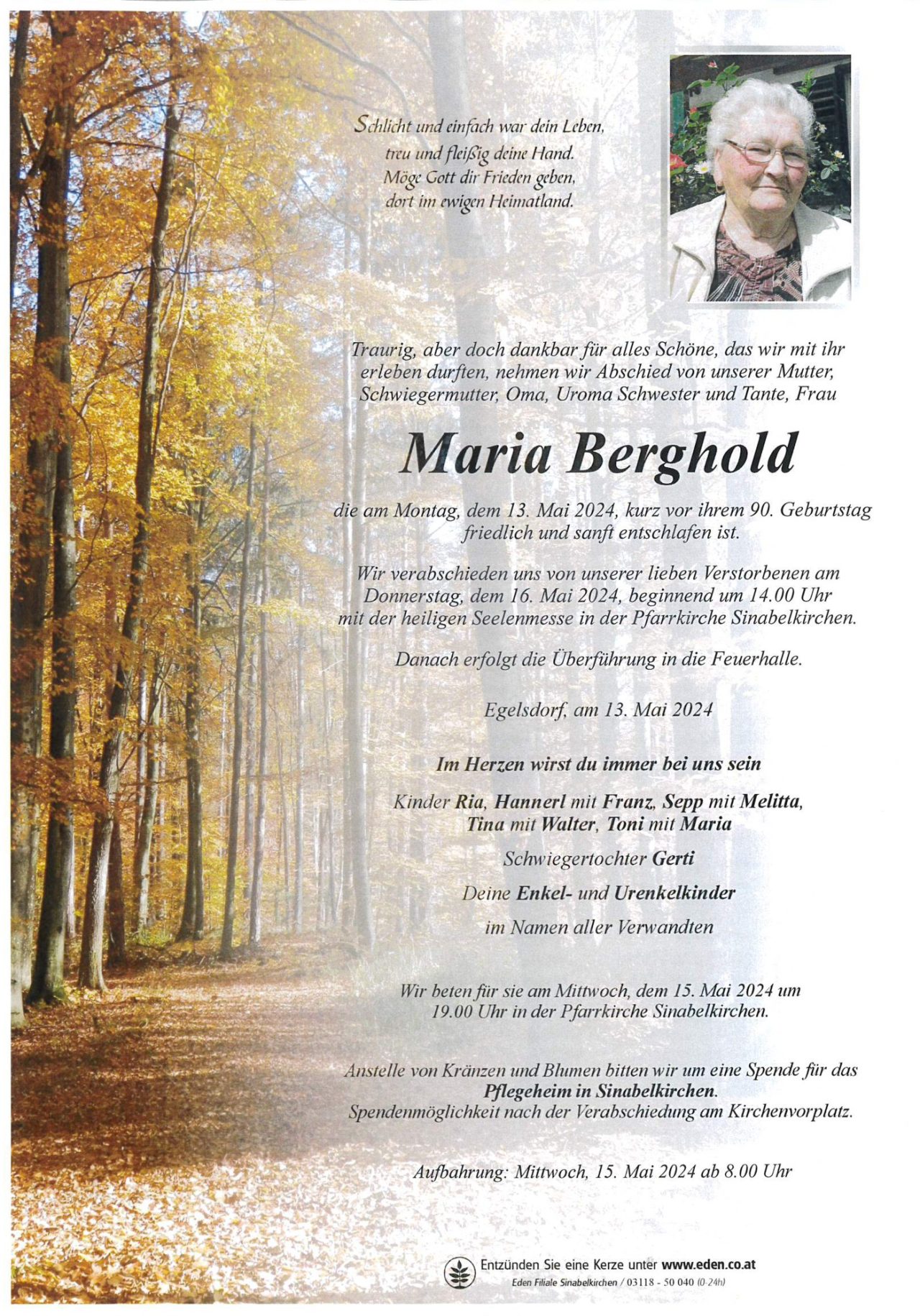 Maria Berghold - Eden Bestattung
