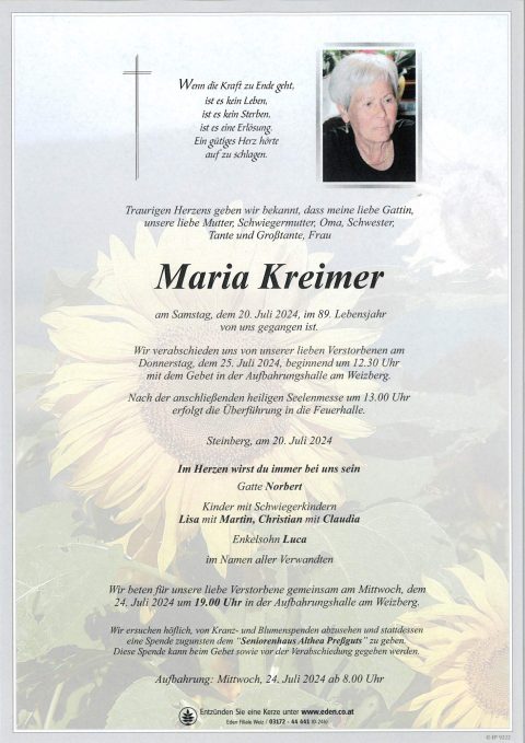Maria Kreimer - Eden Bestattung