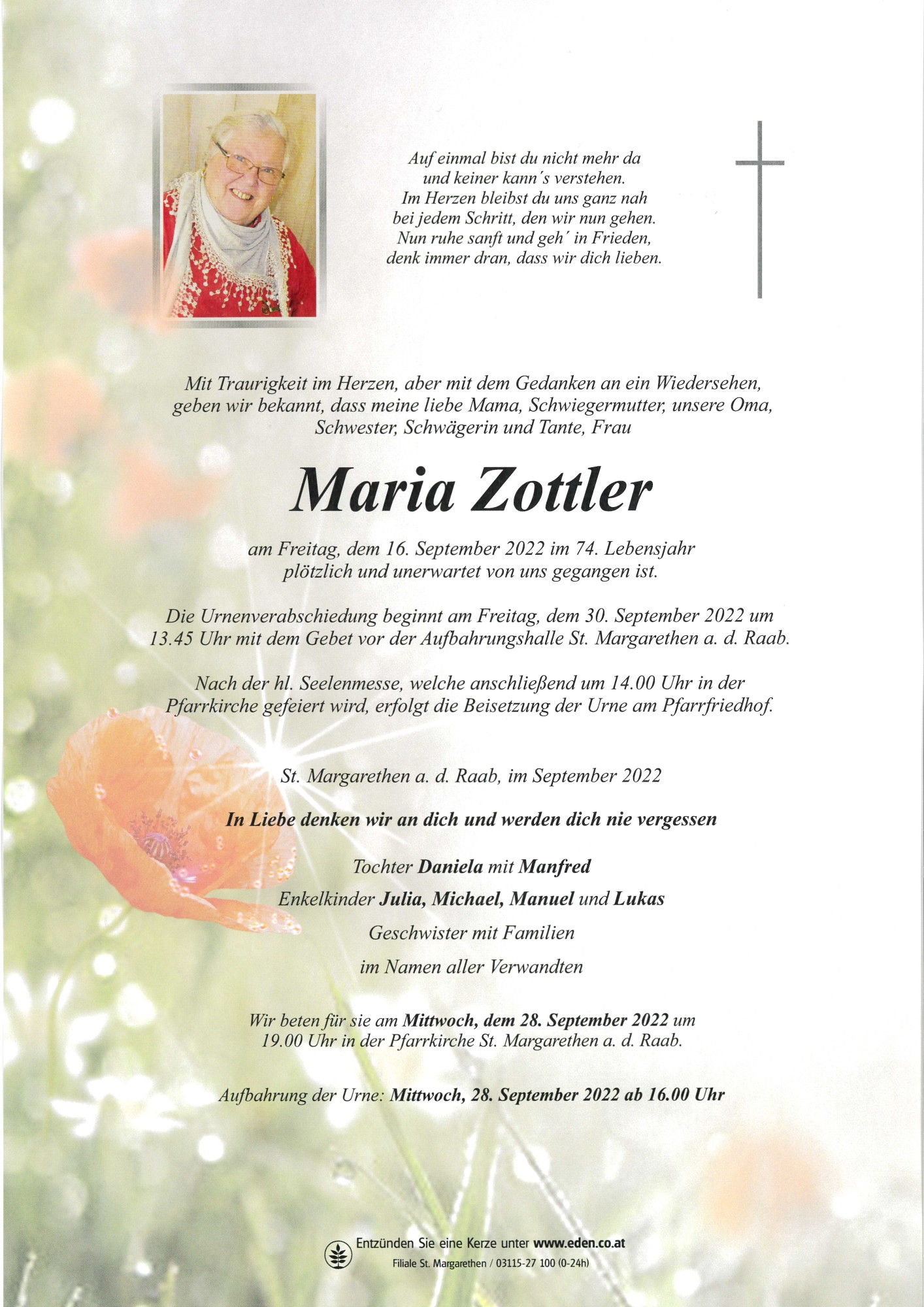 Maria Zottler - Eden Bestattung